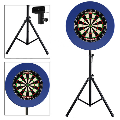 Darts Set with Stand - Mission Samurai 2 Dartboard + Blue Surround on OnBuy