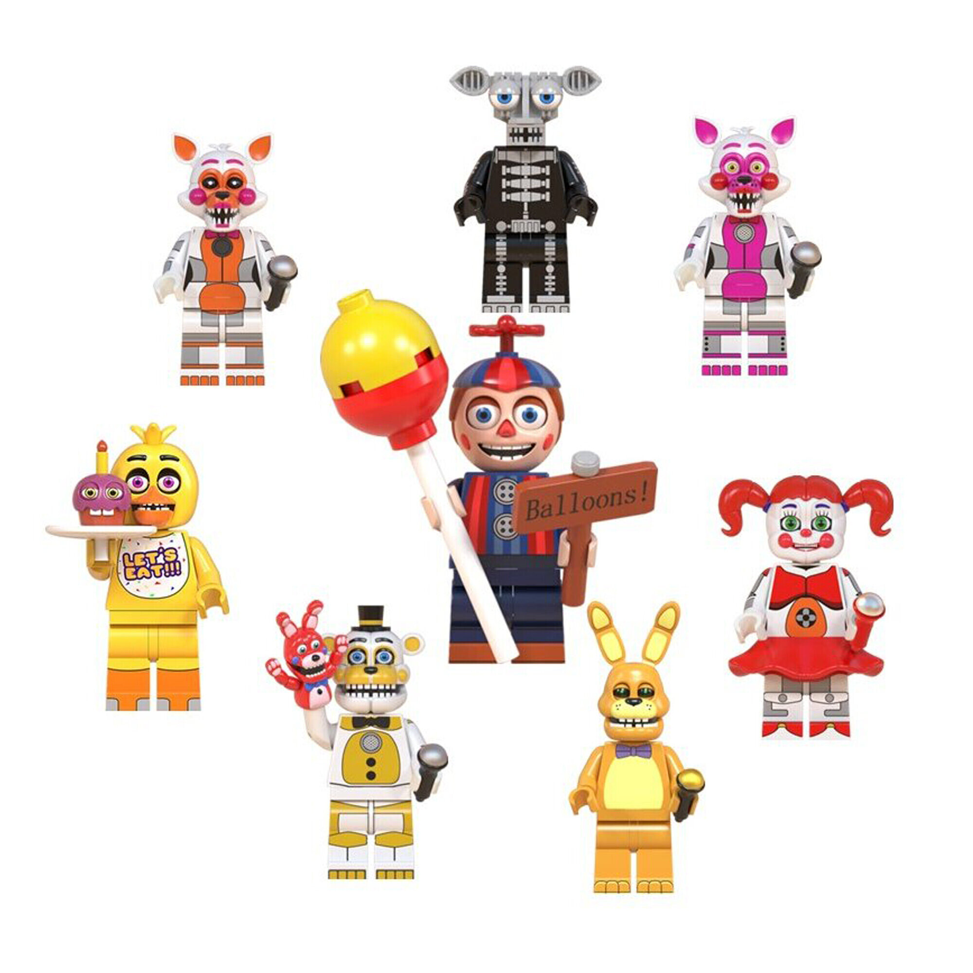 8PCS FNAF Five Nights At Freddys Action Figure Minifigures Blocks Toy ...
