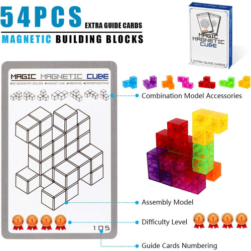 Magnetic Building Blocks Magic Magnetic 3D Puzzle Cubes 7 Multi Shapes ...