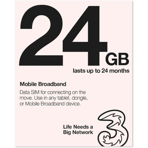 Three - 24GB Internet With Legs Trio Sim - Lasts up to 24 months on OnBuy