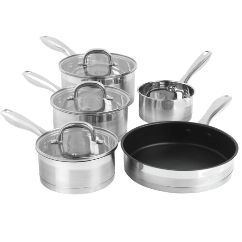 Salter Pan Set Fry Pan Saucepans 5 PC Set Timeless Stainless Steel on OnBuy