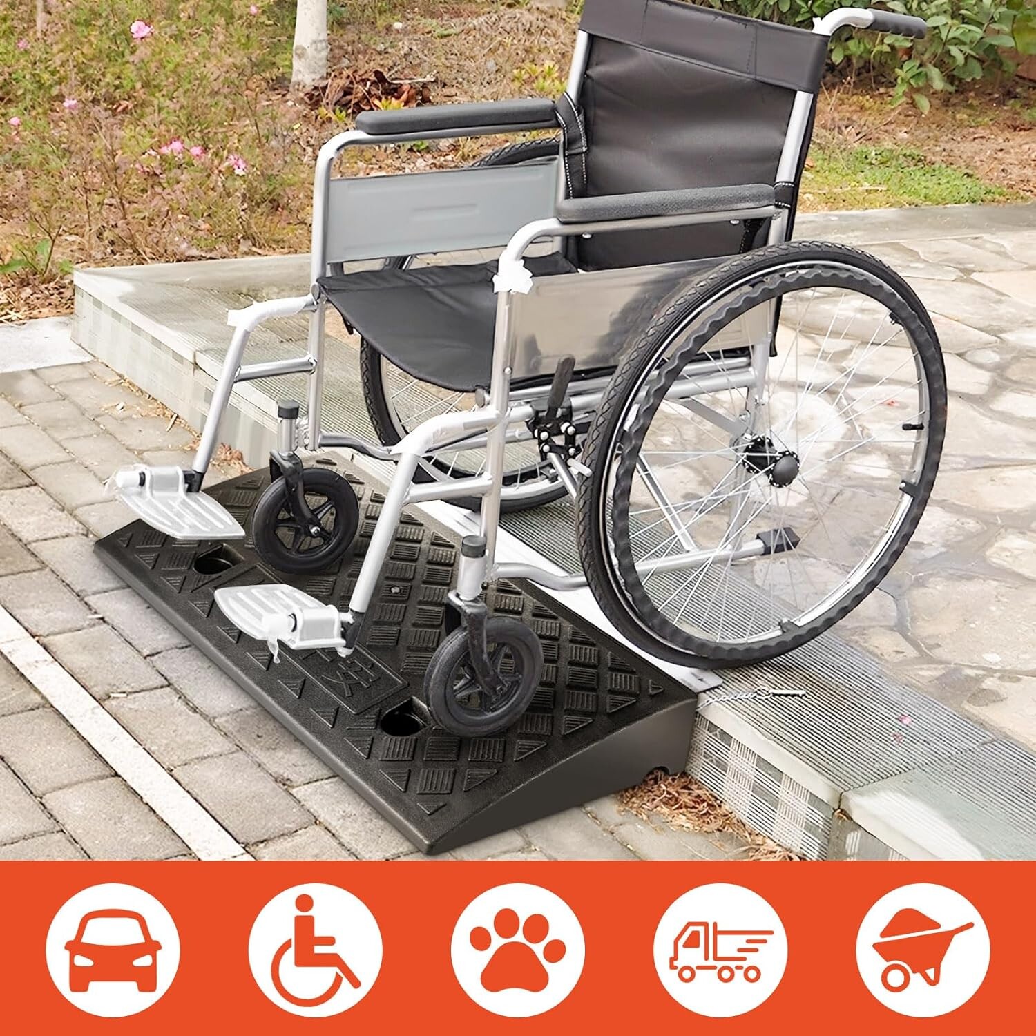 2x Curb Ramp Rubber Vehicle Slope Kerb Garage Ramps Car Wheelchair on OnBuy
