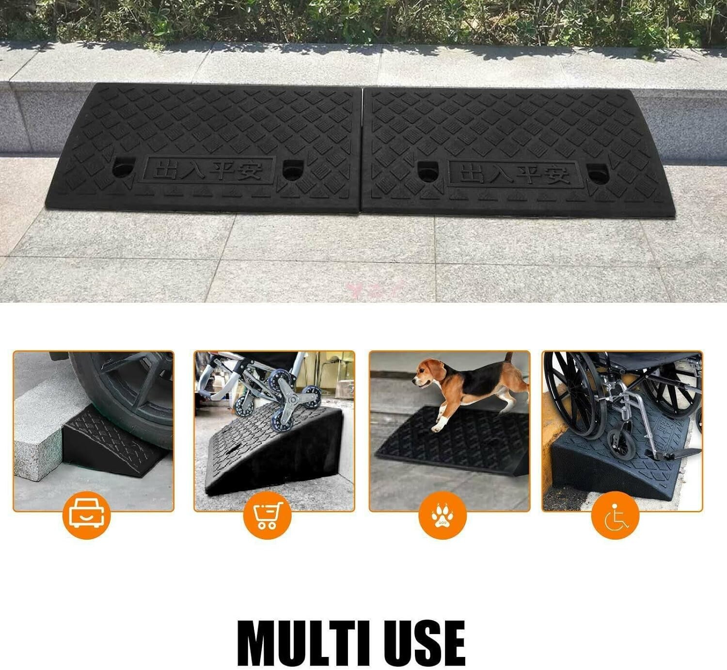 2x Curb Ramp Rubber Vehicle Slope Kerb Garage Ramps Car Wheelchair on OnBuy