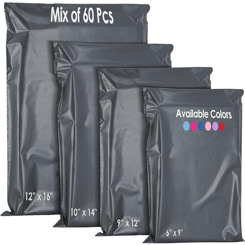 60 Mixed Mailing Postal Self-Seal Closure Plastic Bags - Postal ...