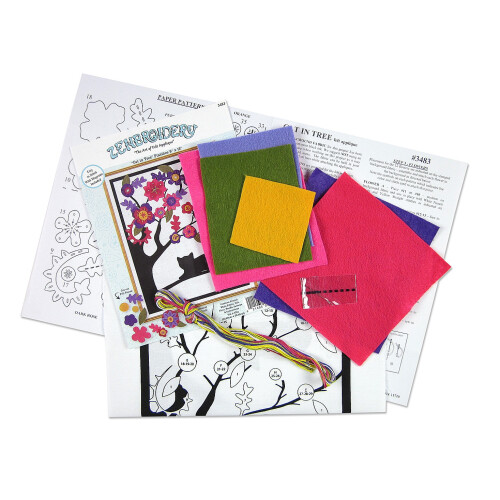 Design Works Felt Collage Applique Kit 9"X12"-Cat in Tree Silhouette ...