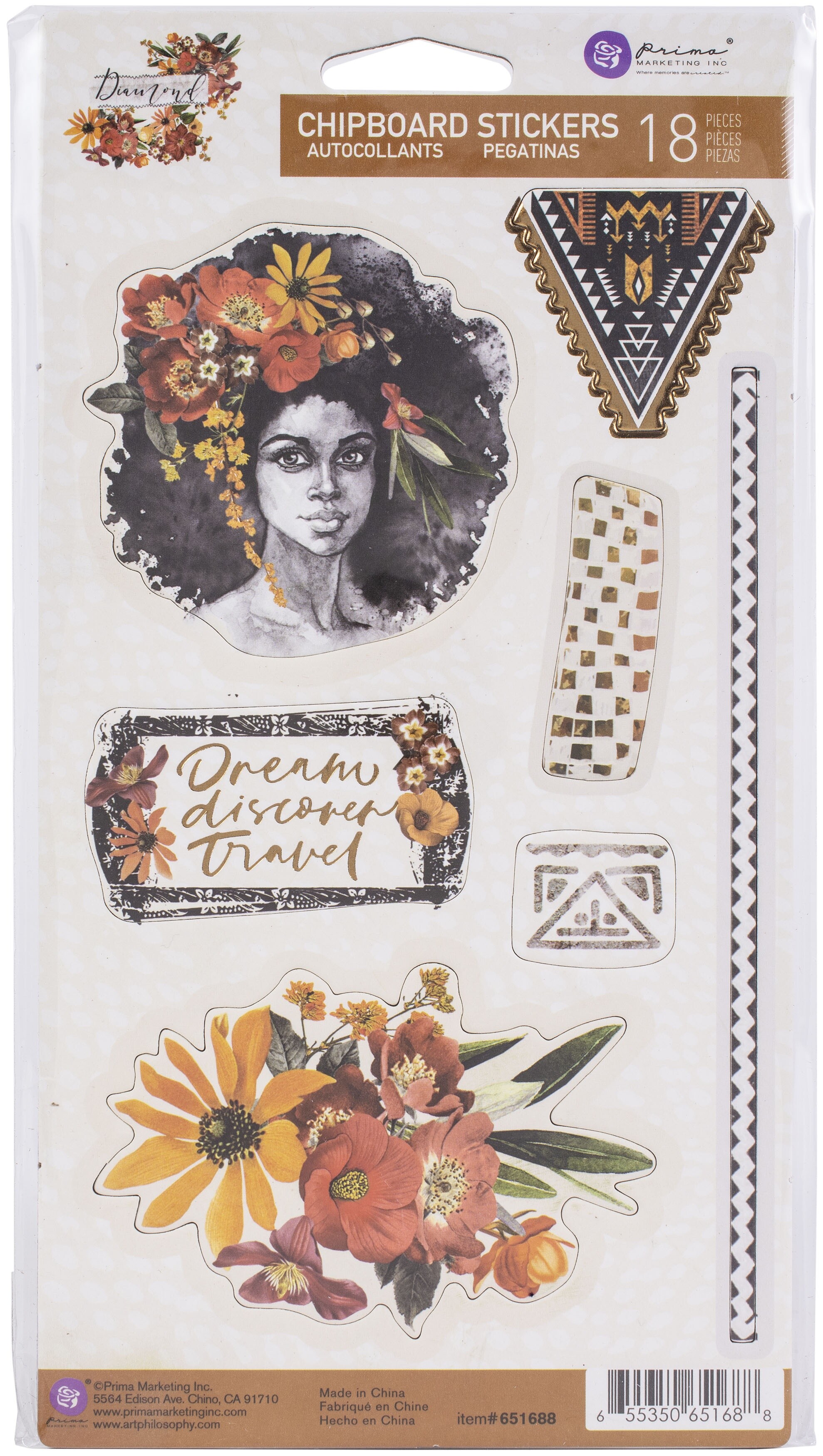 Diamond Chipboard Stickers 18/Pkg-Shapes W/Foil Accents 651688 on OnBuy