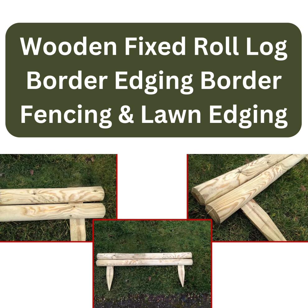 Wooden Garden Edging, Wooden Roll Log Border Edging Border Fencing on OnBuy