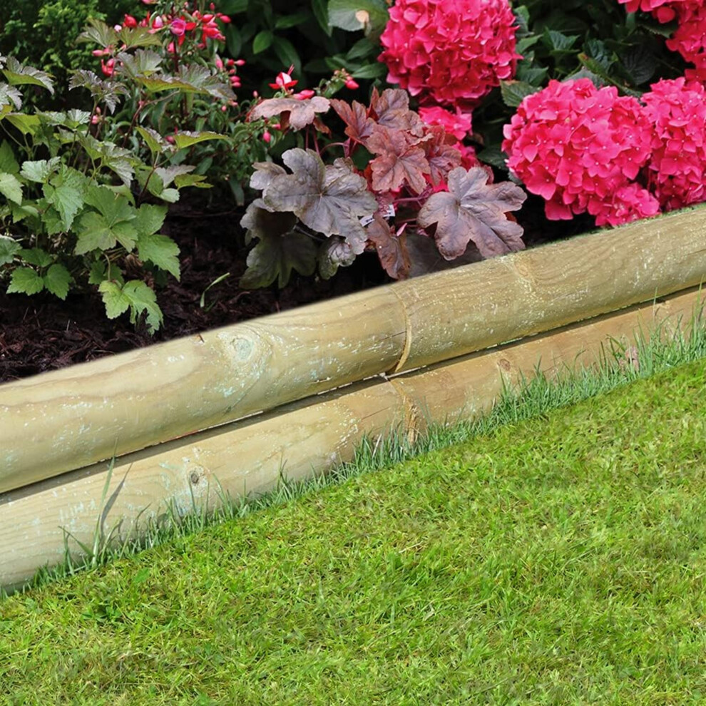 Wooden Garden Edging, Wooden Roll Log Border Edging Border Fencing on OnBuy