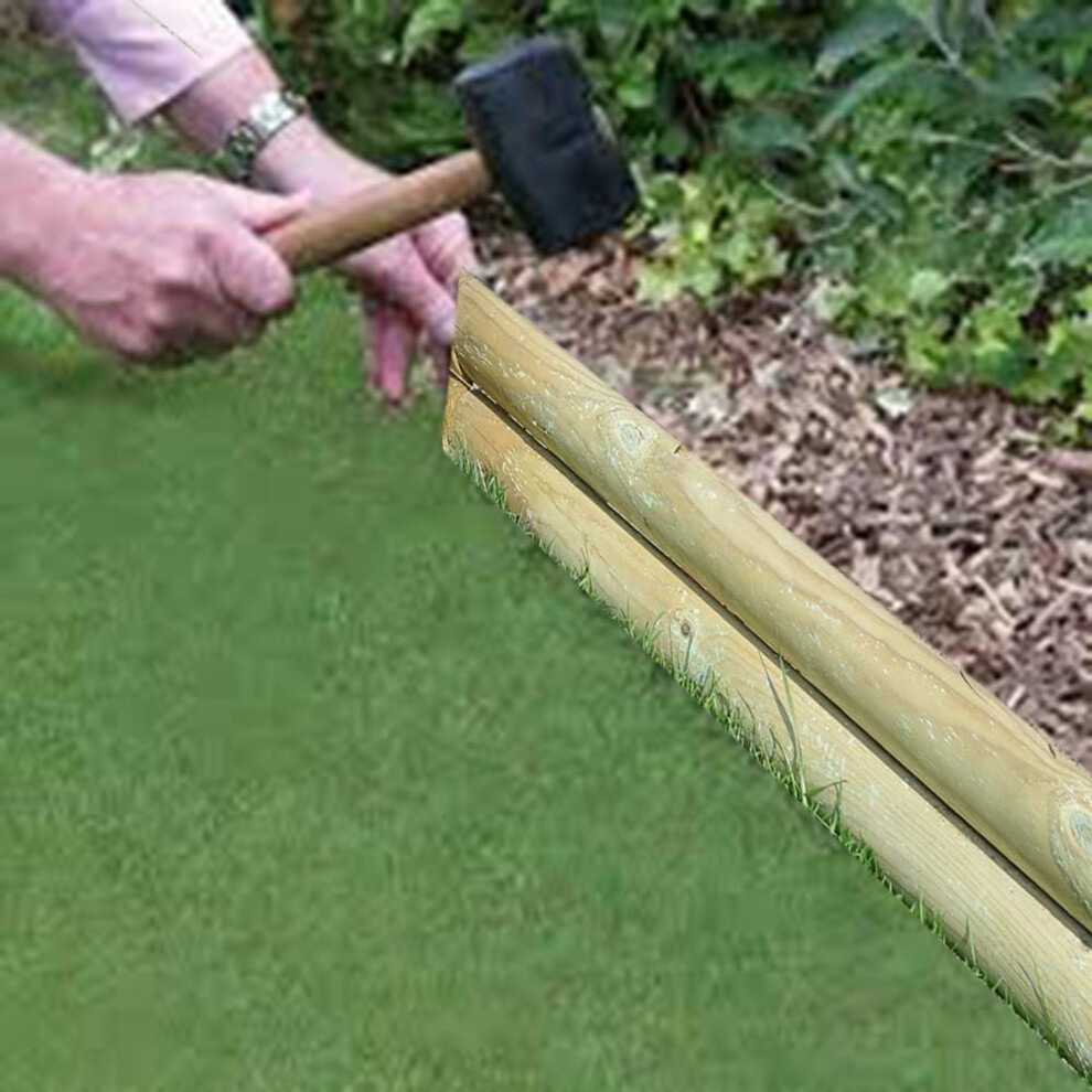 Wooden Garden Edging, Wooden Roll Log Border Edging Border Fencing on OnBuy