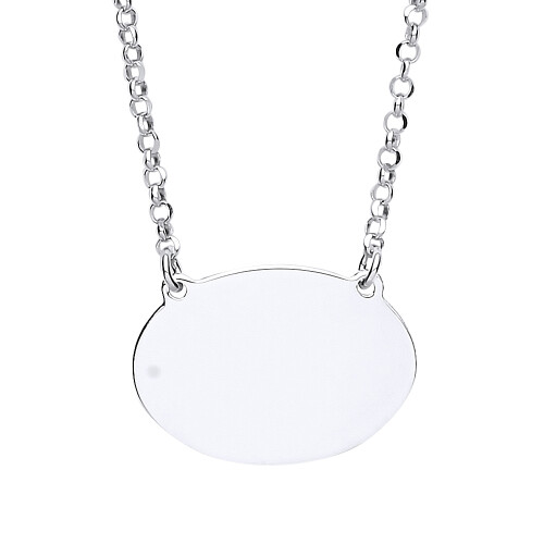 Jewelco London Ladies Sterling Silver Oval Disc Tag Medallion Necklace ...