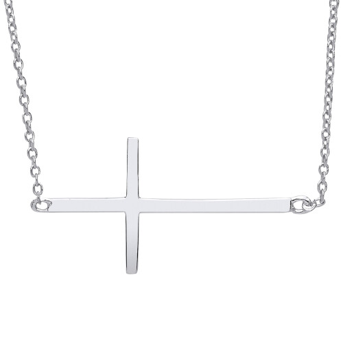 Jewelco London Ladies Sterling Silver Horizontal Sideways Fallen Cross ...