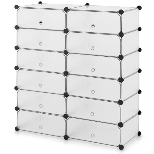 Stackable 12-Cube Shoe Organizer Modular Storage Rack Space Saving on OnBuy