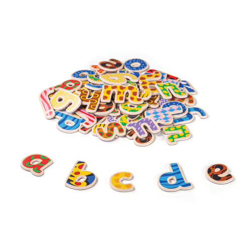 Tidlo Wooden Magnetic Letters (Lowercase) - 58 Colourful Magnetic ...