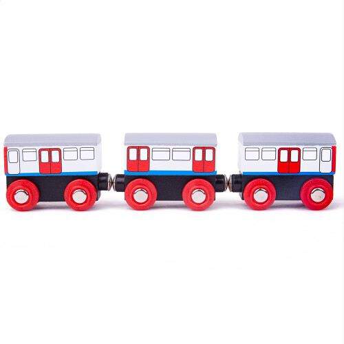 Tidlo Wooden Underground Train - London Underground Train Toy, 3 ...