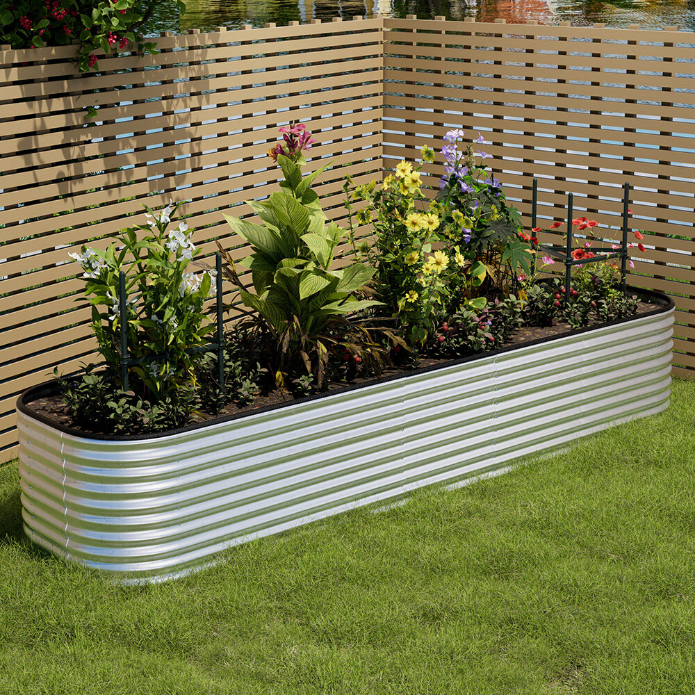 320cm W x 80cm D Oval-Shaped Galvanized Steel Raised Garden Bed on OnBuy