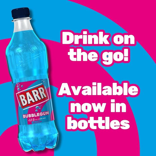 BARR since 1875, 24 Pack Blue Bubblegum Zero No Sugar Flavoured Fizzy ...