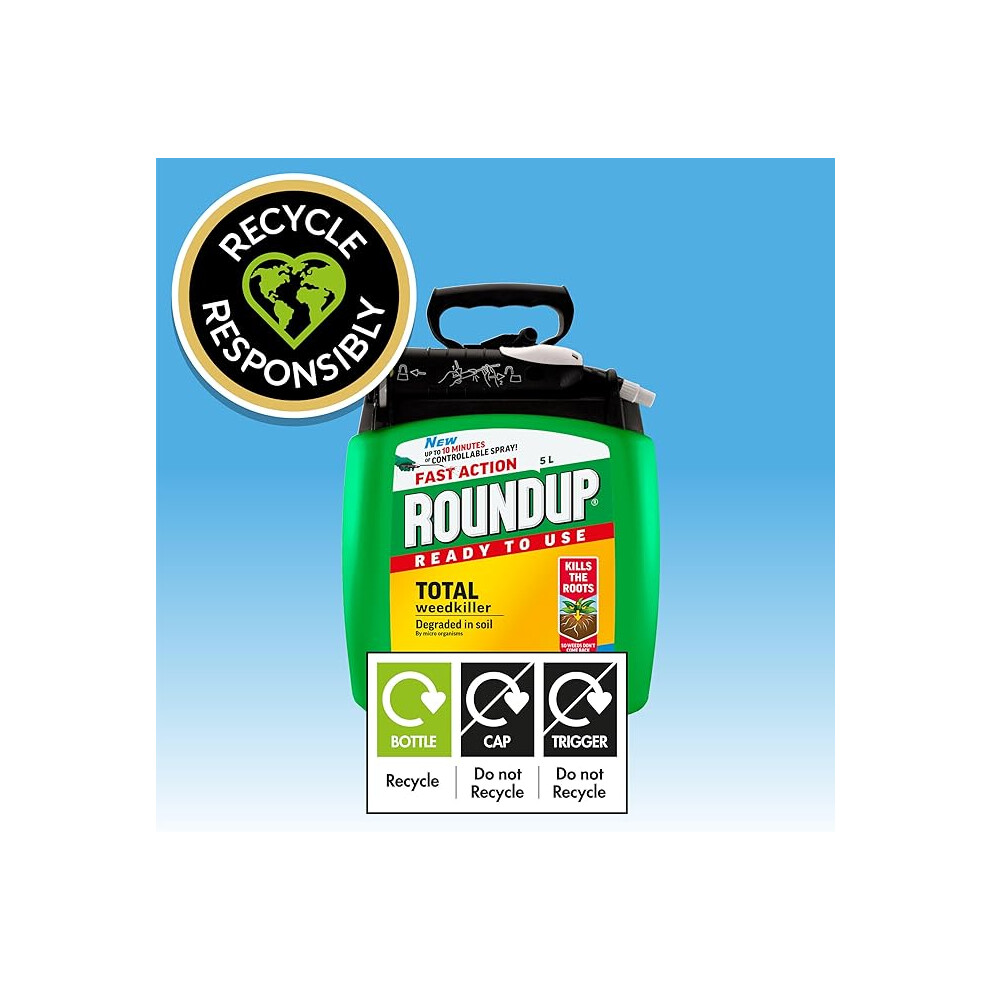 Roundup Fast Action Weedkiller Pump 'N Go Ready To Use Spray, 5 Litre ...