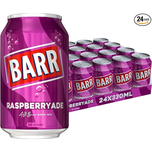 BARR since 1875, 24 Pack Sparkling Raspberryade, Low Sugar Raspberry ...