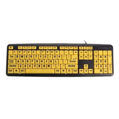 Large Print Usb Computer Keyboard High Contrast Yellow Keys Black ...