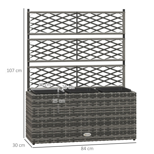 Outsunny Garden PE Rattan Planter Box w/ Trellis Flower Raised Bed ...