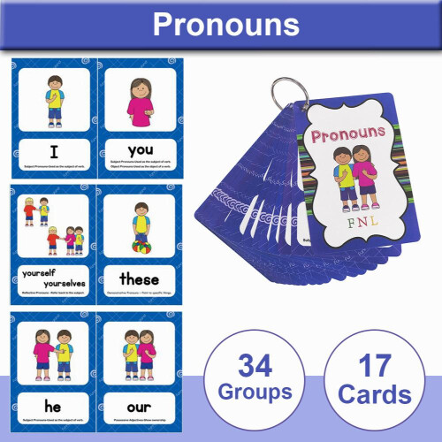 34 Groups set Pronouns English Pocket Flashcards Educational Children ...