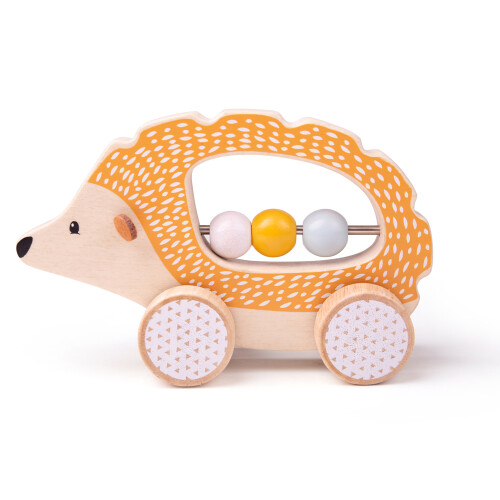 Bigjigs Toys Wooden Push Along Hedgehog - Sustainably-Made Animal Car Toy With Wheels & Bead ...