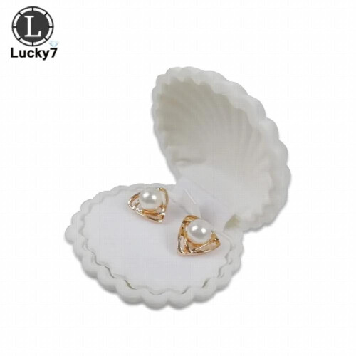 1 Piece Shell Shape Velvet Wedding Engagement Ring Box For Earrings ...