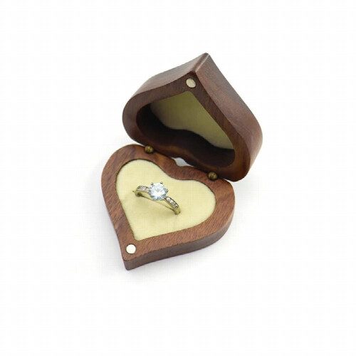 Heart Walnut Wood Ring Box Proposal Engagement Ring Holder Jewelry ...