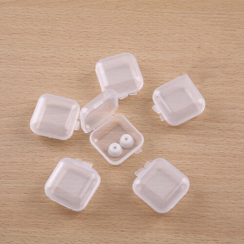 30Pcs 3.5cm Mini Square Storage Boxes Small Clear Plastic Jewelry Organizer Case Finishing ...