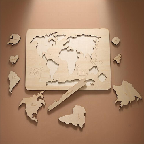 Wooden World Map Jigsaw Puzzle Bring Joy Educational Puzzle Toys For ...