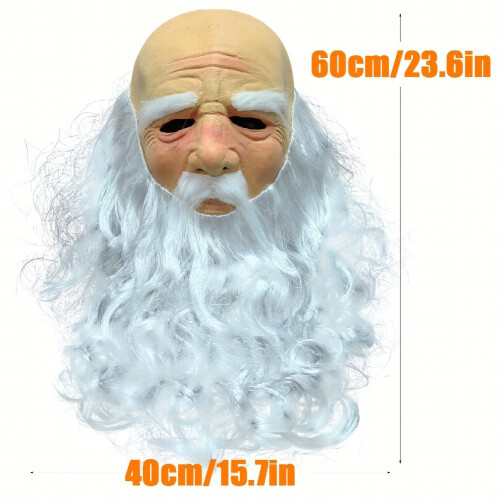 Christmas Santa Mask Latex Full Head Mask Bald & Beard Costume Props ...