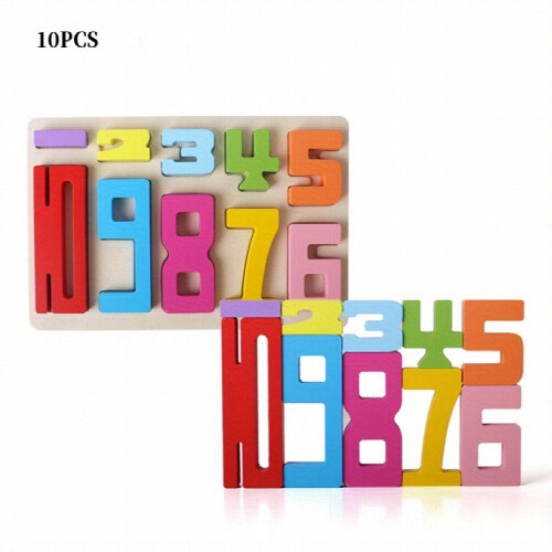 Wooden Childrens Building Blocks Diy Toys Digital Mathematics Cognitive ...