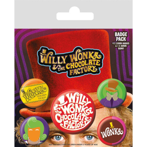 Willy Wonka & the Chocolate Factory Badge Set (Pack of 5) on OnBuy