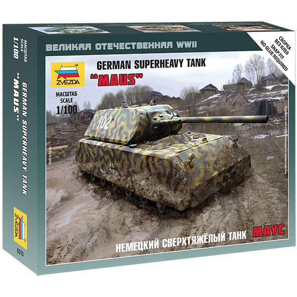 ZVEZDA 6213 Maus German WWII Heavy Tank 1:100 Tank Model Kit on OnBuy