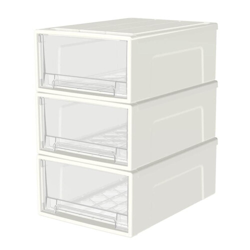Cetomo 14L*3. Plastic Stackable Storage Drawers, Storage box，Multi ...