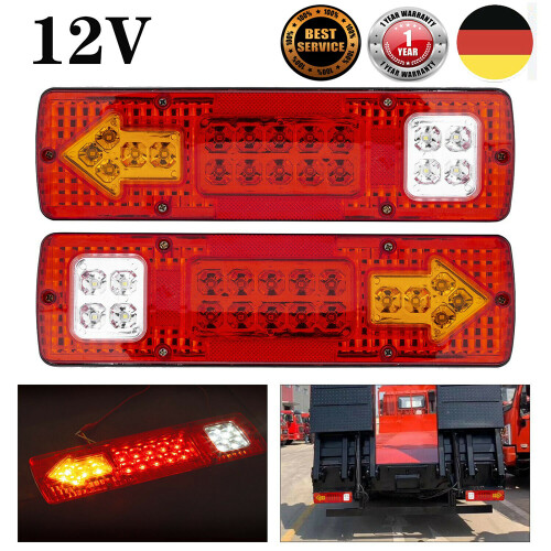 Tail Brake Light, 2 x 12V 19 LED Tail truck trailer lights rear lights Rear Brake Lamp Stop Turn ...