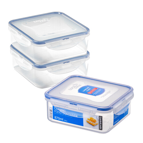 LocknLock Classic Food Container Set 870 ml Square Storage Boxes - Pack ...