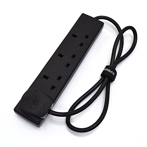 4-Gang Extension Trailing Lead - Black Multi Plug Power Cable - 1m / 2m ...