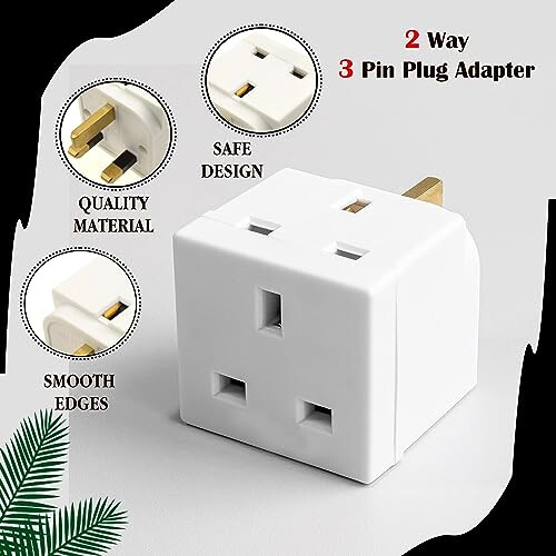 2 Way Plug Adaptor -13A Multi Plug Adaptor Extensions - Double Adapter ...