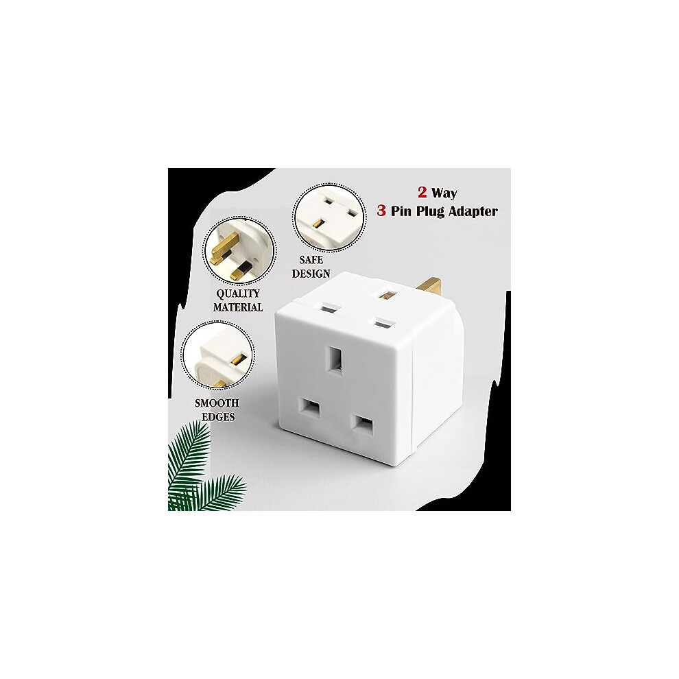 2 Way Plug Adaptor -13A Multi Plug Adaptor Extensions - Double Adapter ...