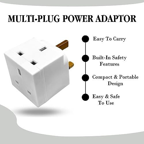 2 Way Plug Adaptor -13A Multi Plug Adaptor Extensions - Double Adapter ...