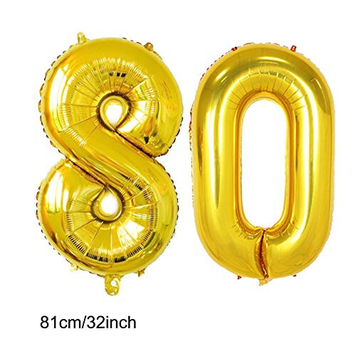 Zerodeco 80th Birthday Decorations Black Gold Happy Birthday Balloons