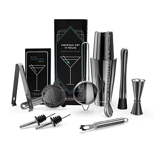 Navaris Cocktail Mixing Set (11 Pieces) - Stainless Steel Cocktail ...