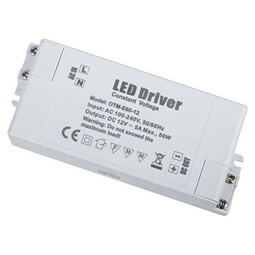 YAYZA! LED Driver 12 Volt 60W, Low Voltage LED Transformer 240V AC to 12V DC 5A, Constant ...
