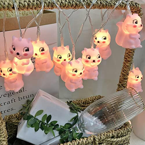 Riaxuebiy 1.65M 10 LED Cute Animal Squirrel String Lights Battery Operated Decorative Festival ...