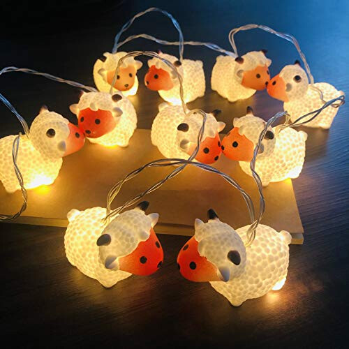 Riaxuebiy 3M 20 LED Animal Theme Sheep String Light Easter Decortive ...