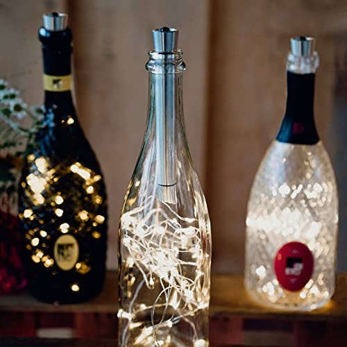 LED Bottle Lights with Metal Cork, Timer and Battery, Bottle Light as ...