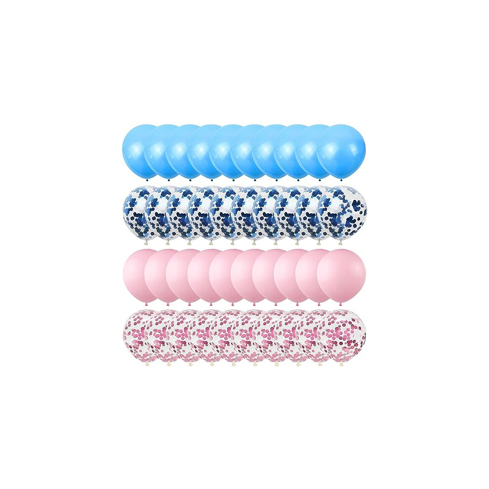 60pcs 12inches Balloons Pink Blue Balloons Gender Reveal Balloons Arch Pastel Pink and Blue ...
