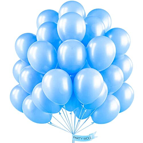 PartyWoo Sky Blue Balloons, 50 pcs 12 Inch Pearl Sky Blue Balloons, Blue Balloons for Balloon ...