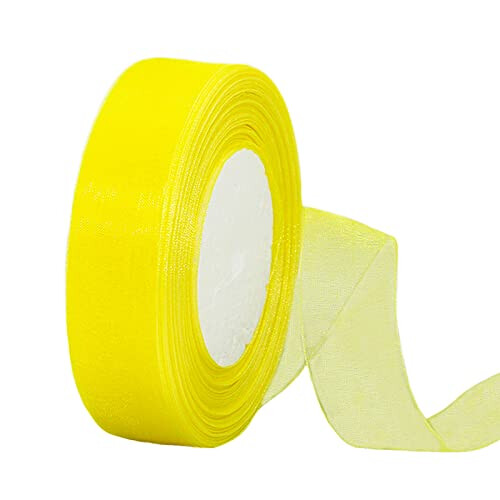 Sheer Lemon Yellow Organza Chiffon Ribbon 25mm for Gift Wrapping,45m ...